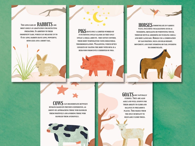 Farm Animals Poster Set Agriculture Printable Classroom - Etsy