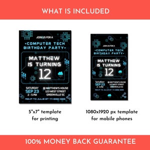 Editable Computer Birthday Invitation, Computer Tech Coding Programming ...