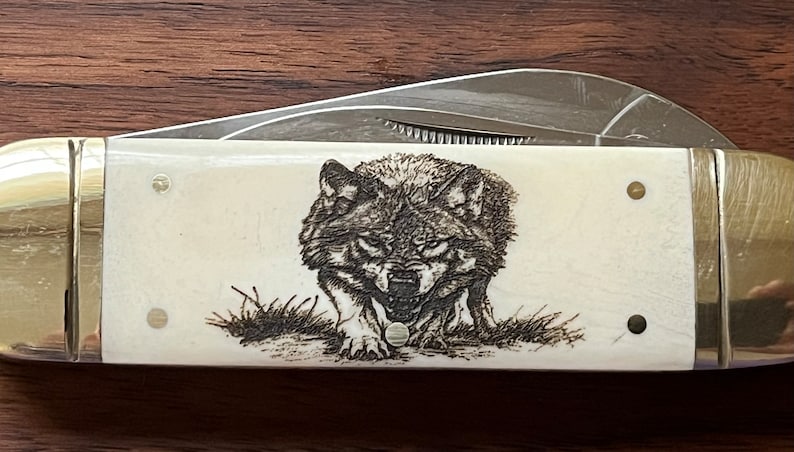 Wolf Engraved Pocket Knife - Etsy