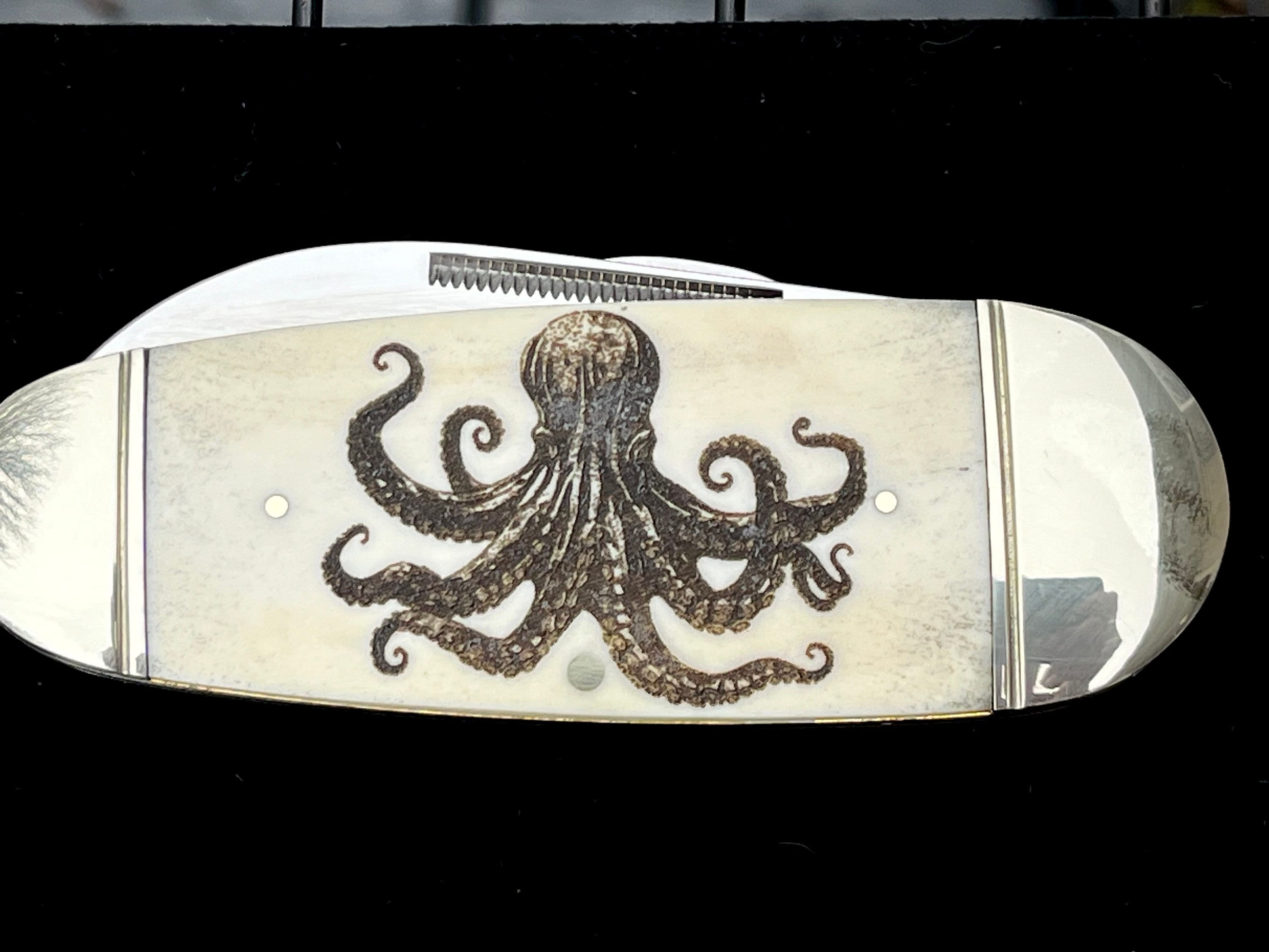 Octopus Engraved White Bone Pocket Knife/baby Sunfish Pocket Knife ...