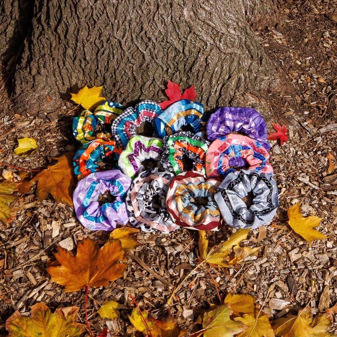 Ribbon Scrunchies, Indigenous Ribbon Hair Ties, Native American Style ...