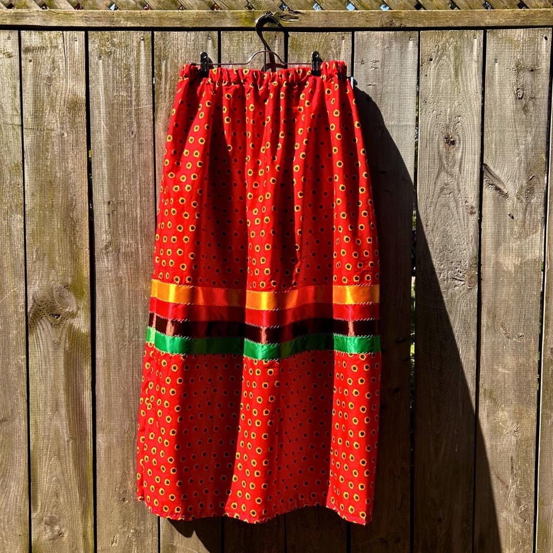 Indigenous Ribbon Skirt, Sunflower Print Ribbon Skirt, Custom Size ...