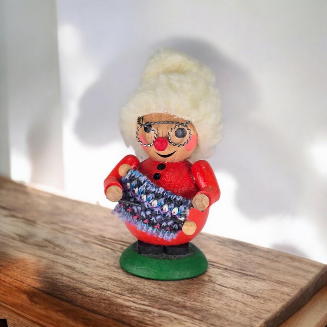 German Steinbach Oma Doll Ornament Hand Painted Wood Deutch Ornament ...