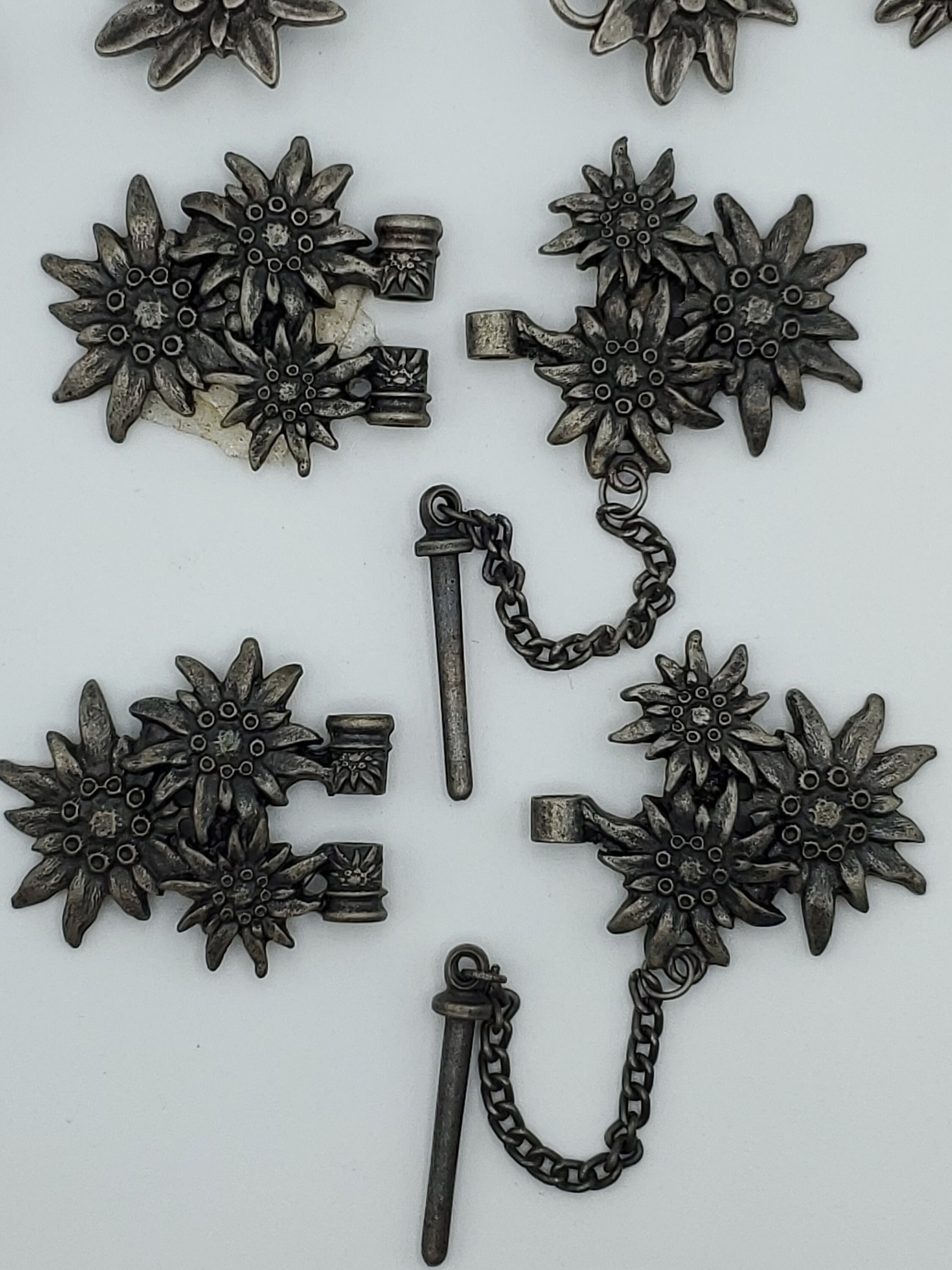 German Edelweiss Button Clasp Set for Traditional Blouse Shirt Metal ...