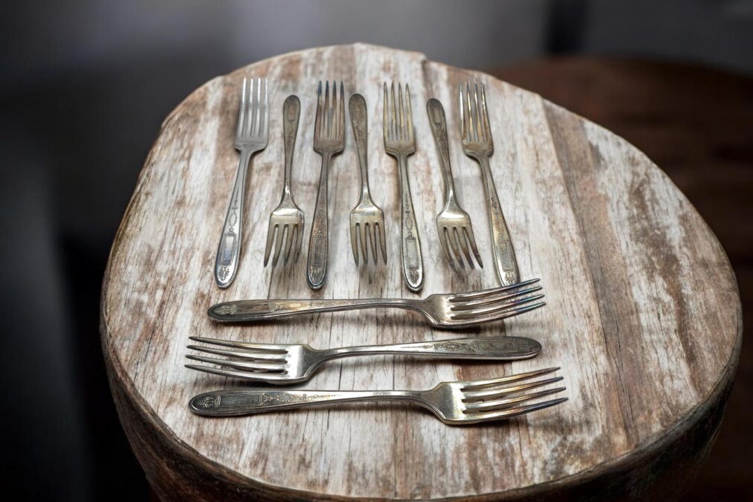Antique Oneida Community Silver Plate 1921 Grosvenor Dinner Fork Set of ...