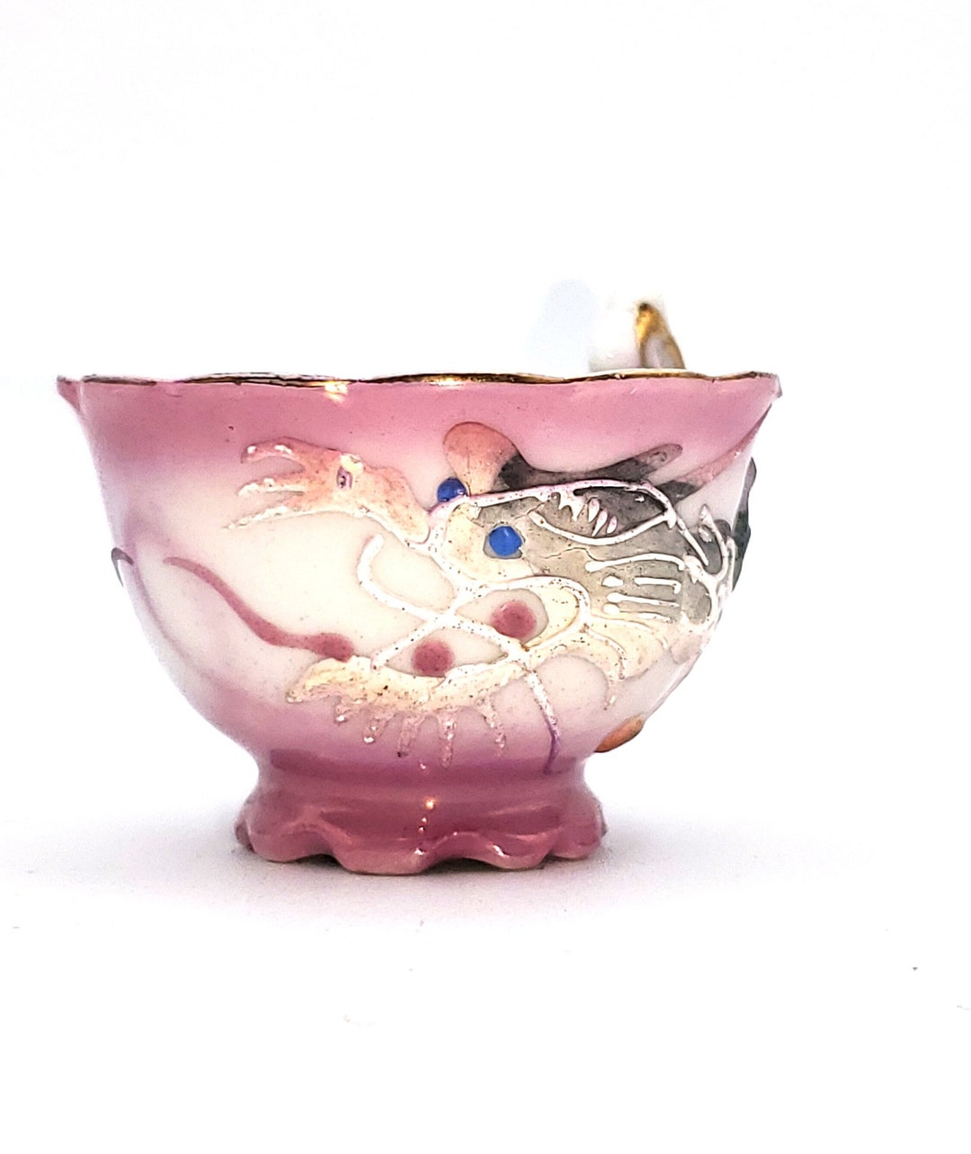 Mini Dragon Teacup Vintage Japan Porcelain Miniature Teacup Pink Color ...