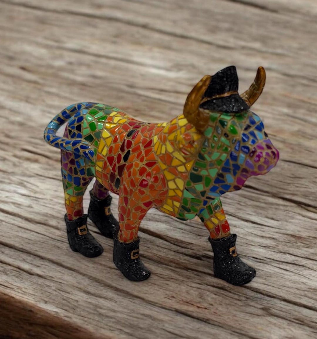Toro Barcino Pride Month Bull Mosaic Rainbow Finish Figurine Toro ...