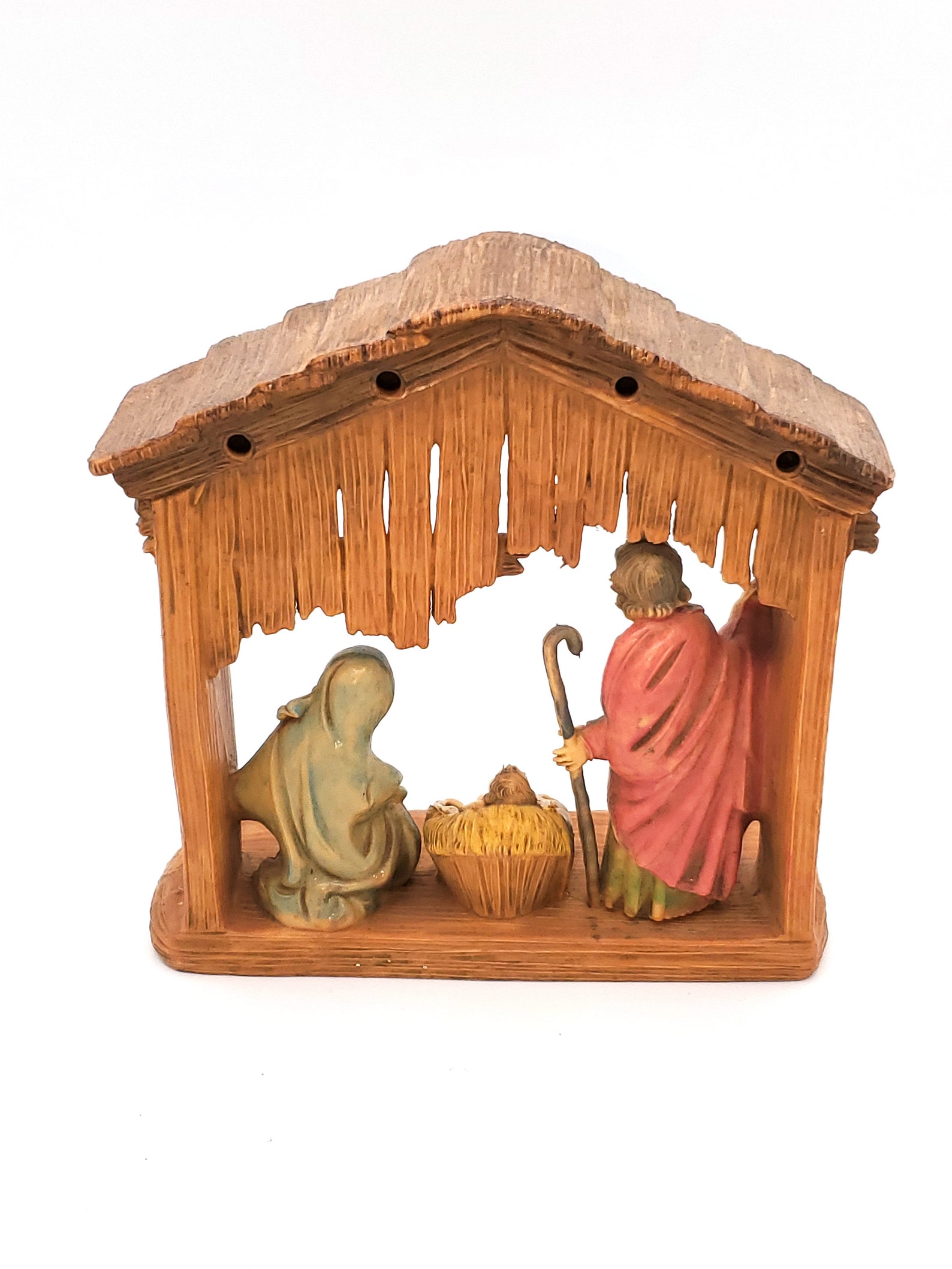 Vintage Italian Nativity Creche Scene Italy Mary Joseph Jesus Manger ...