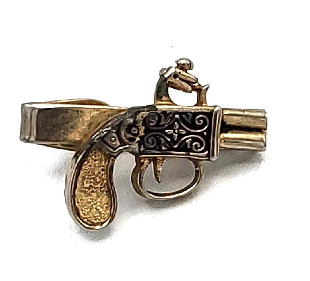 Men's Flintlock Revolver Vintage Tie Bar Clip Gun Gold Tone Jewelry - Etsy