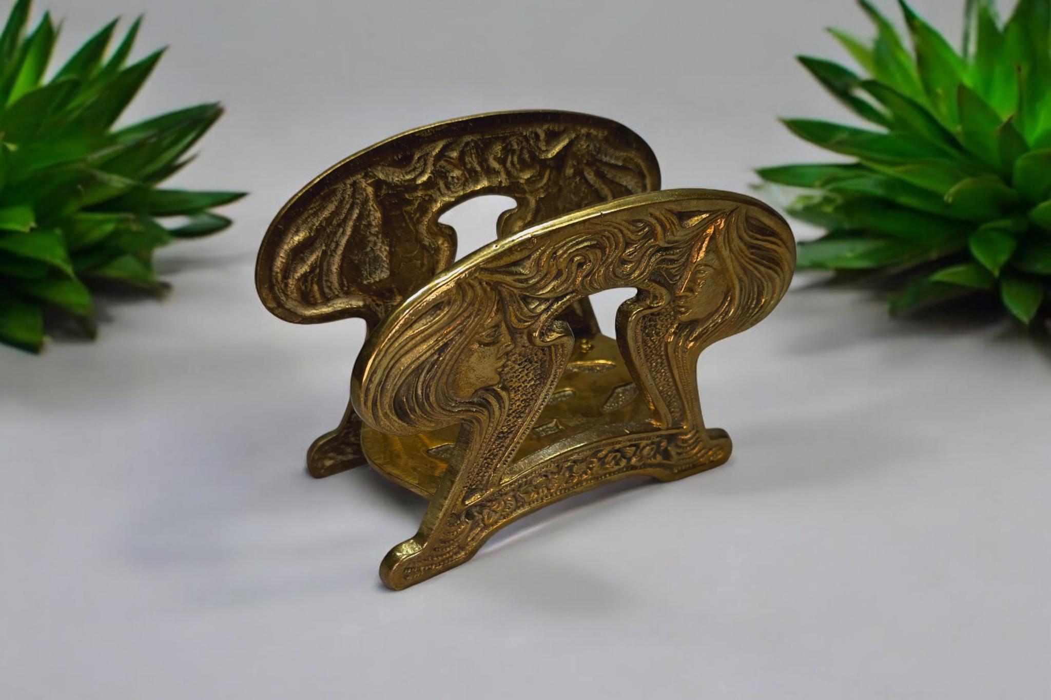 Vintage Brass Art Nouveau Letter Holder, Heavy Solid Brass Nouveau ...
