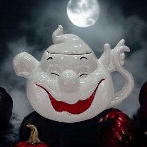 Awesome 1980s Whimsical Ghost Teapot Halloween Decor, Vintage Not so ...