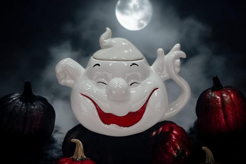 Awesome 1980s Whimsical Ghost Teapot Halloween Decor, Vintage Not so ...