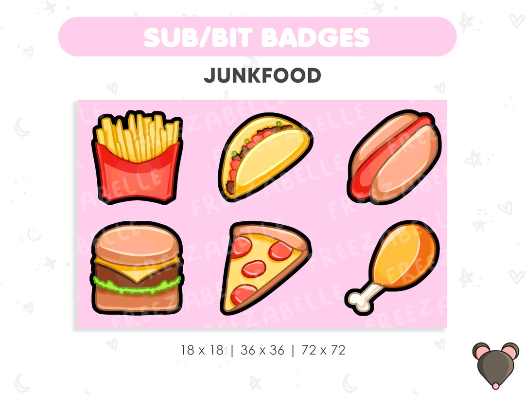 6 X Junkfood Sub / Bit Badges for Twitch Snacks and Food - Etsy