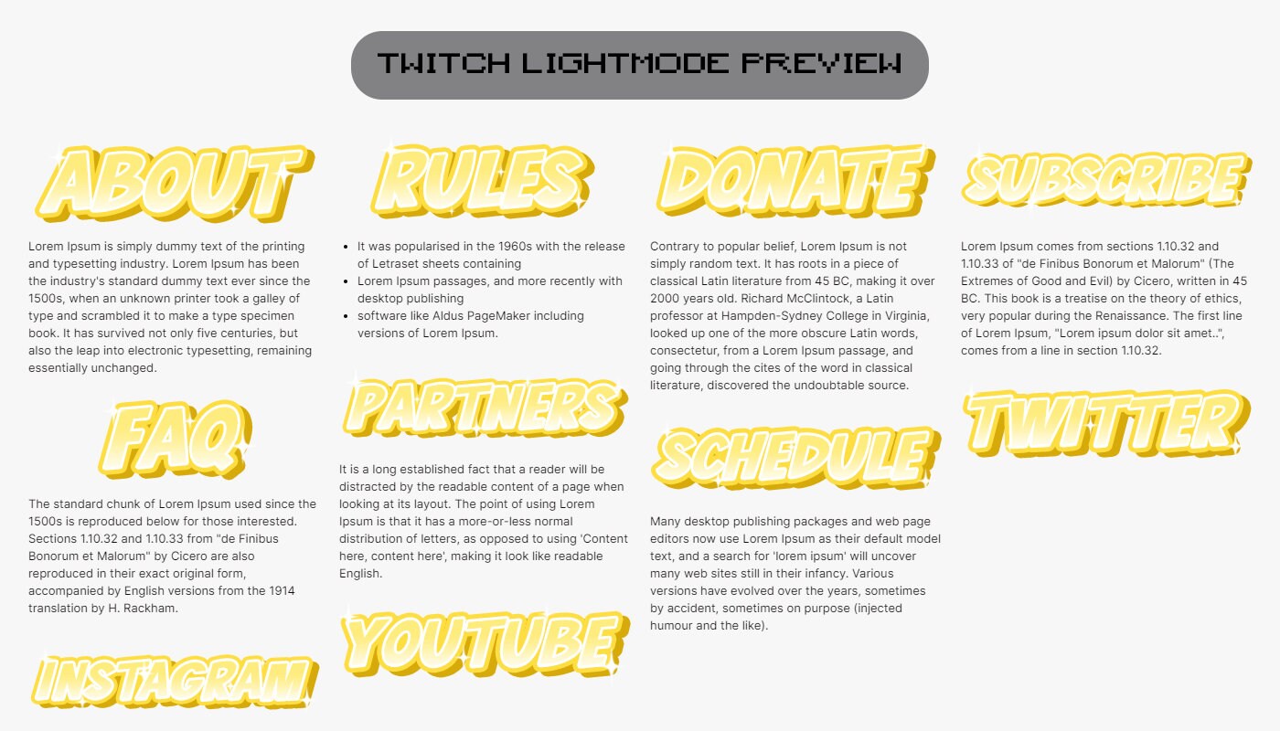 24x Twitch ''sunny Yellow'' Panels | Summer Happy Stream Design | Ready ...