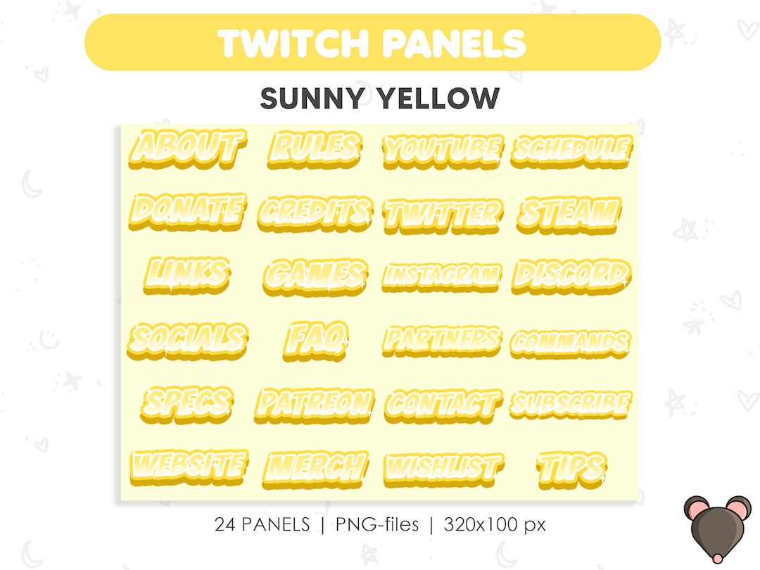 24x Twitch ''sunny Yellow'' Panels | Summer Happy Stream Design | Ready ...