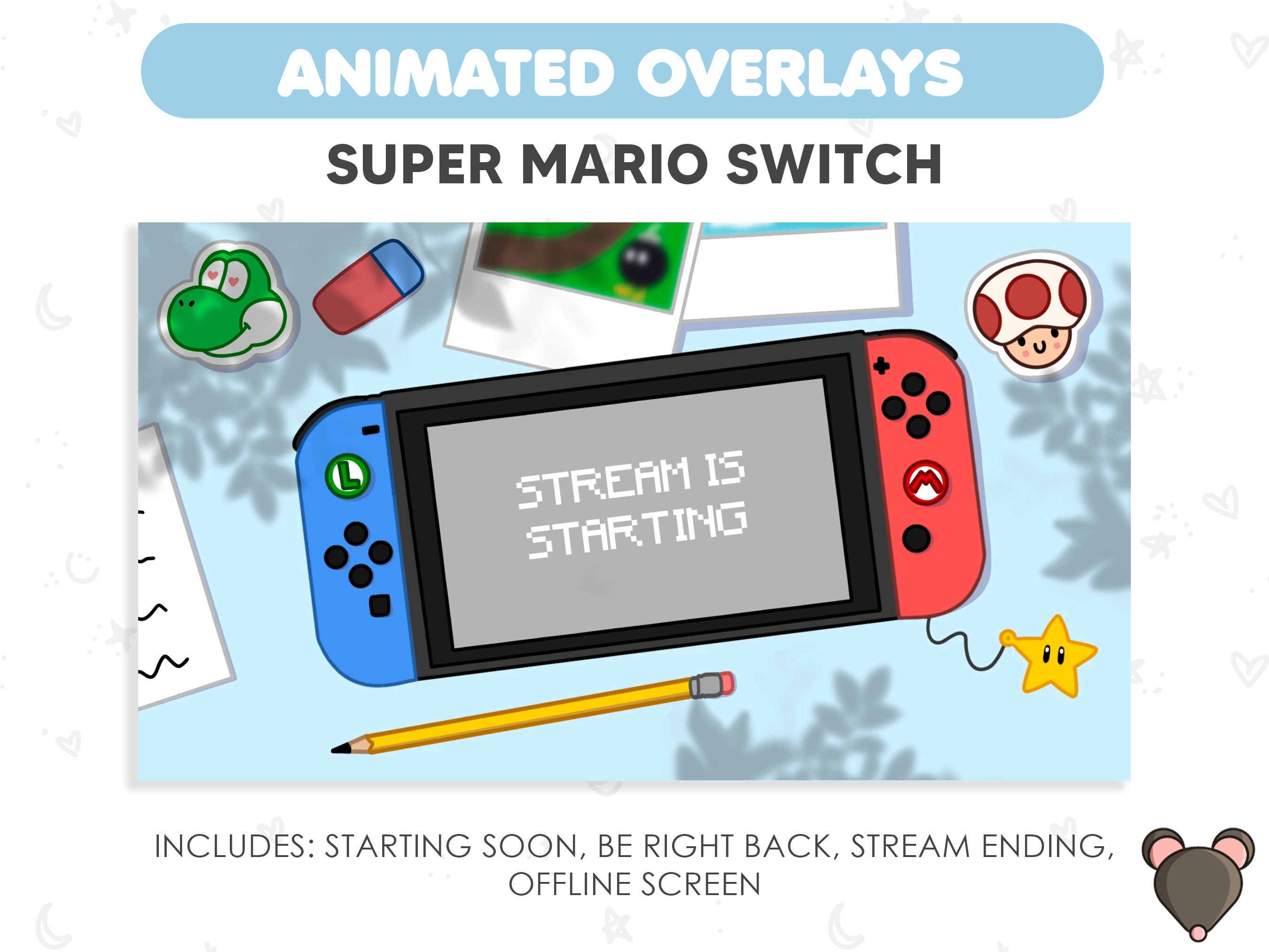 ANIMATED Super Mario Stream Overlays Blue Overlay Twitch Youtube ...
