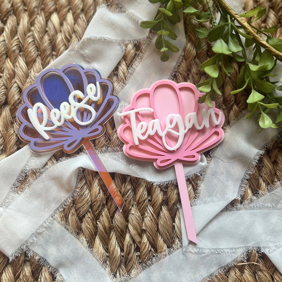 Seashell Cake Topper, Custom Cake Topper, Custom Name Cake Topper ...