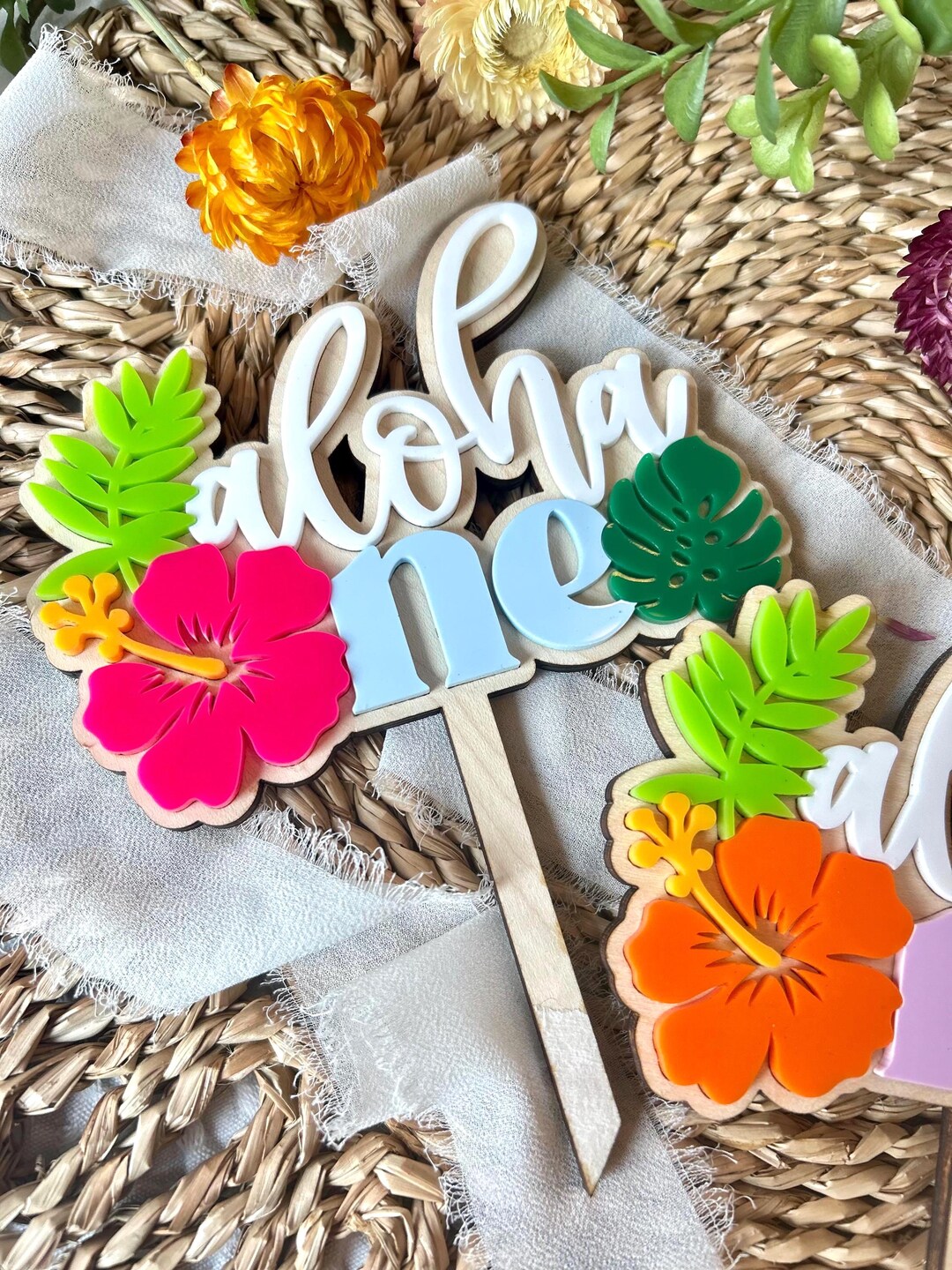 Aloha Cake Topper, Luau Birthday Decor, Luau First Birthday Cake Topper ...