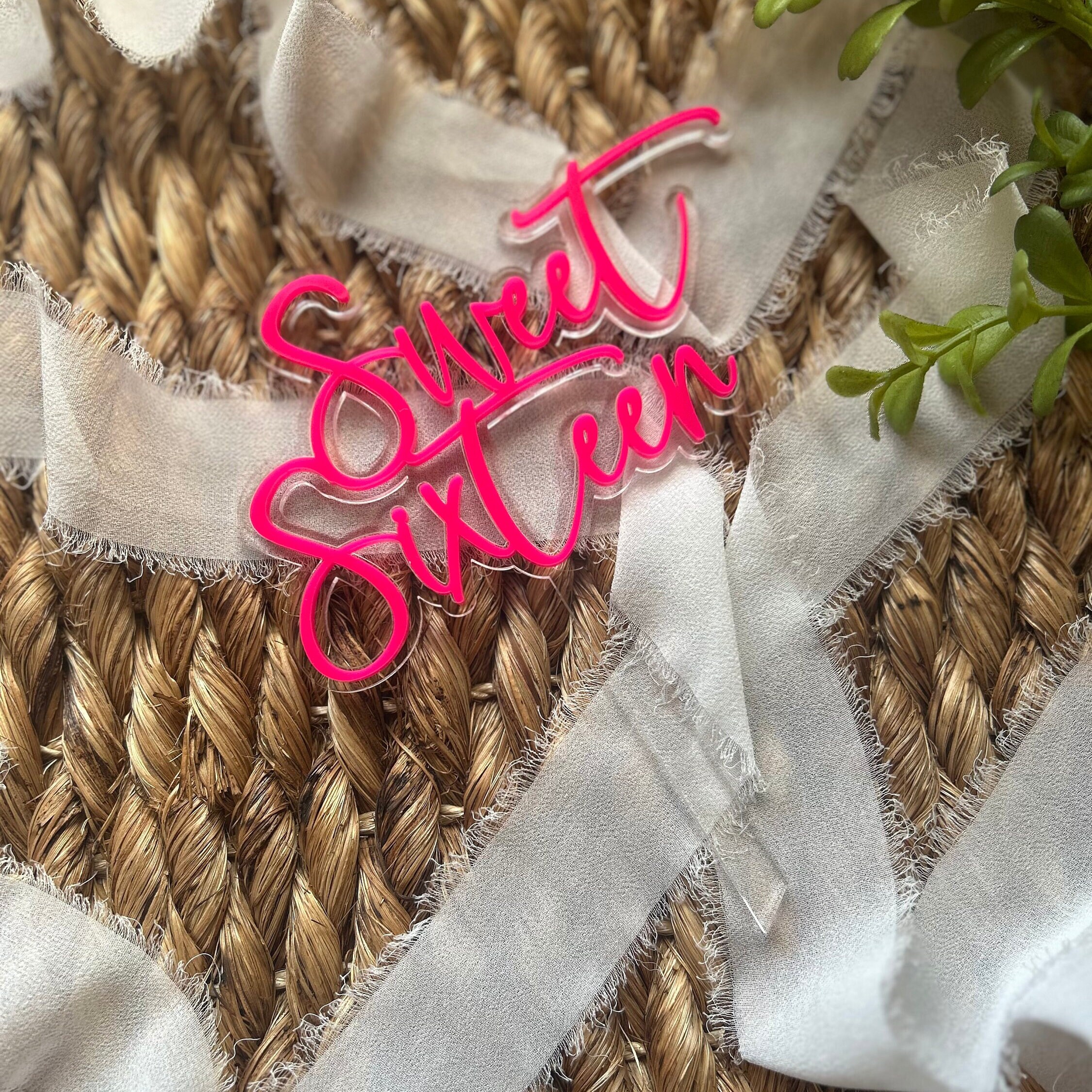 Sweet Sixteen Acrylic Cake Topper Elegant Birthday Decoration ...