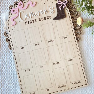 My First Rodeo Coquette Birthday Photo Board, Cowgirl Month Photo Board ...