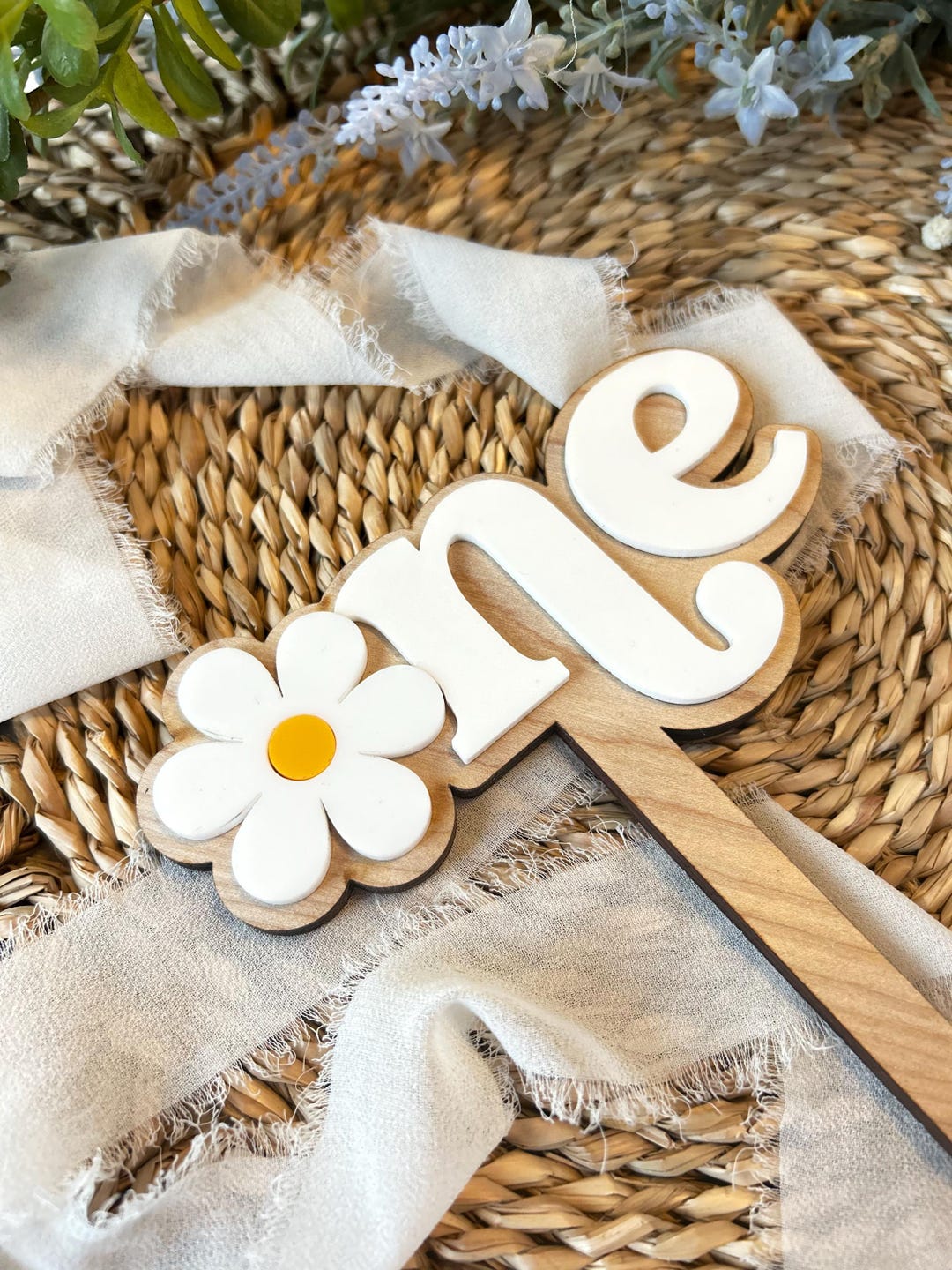 Boho Daisy Cake Topper, One-derful First Birthday Decor, First Birthday ...