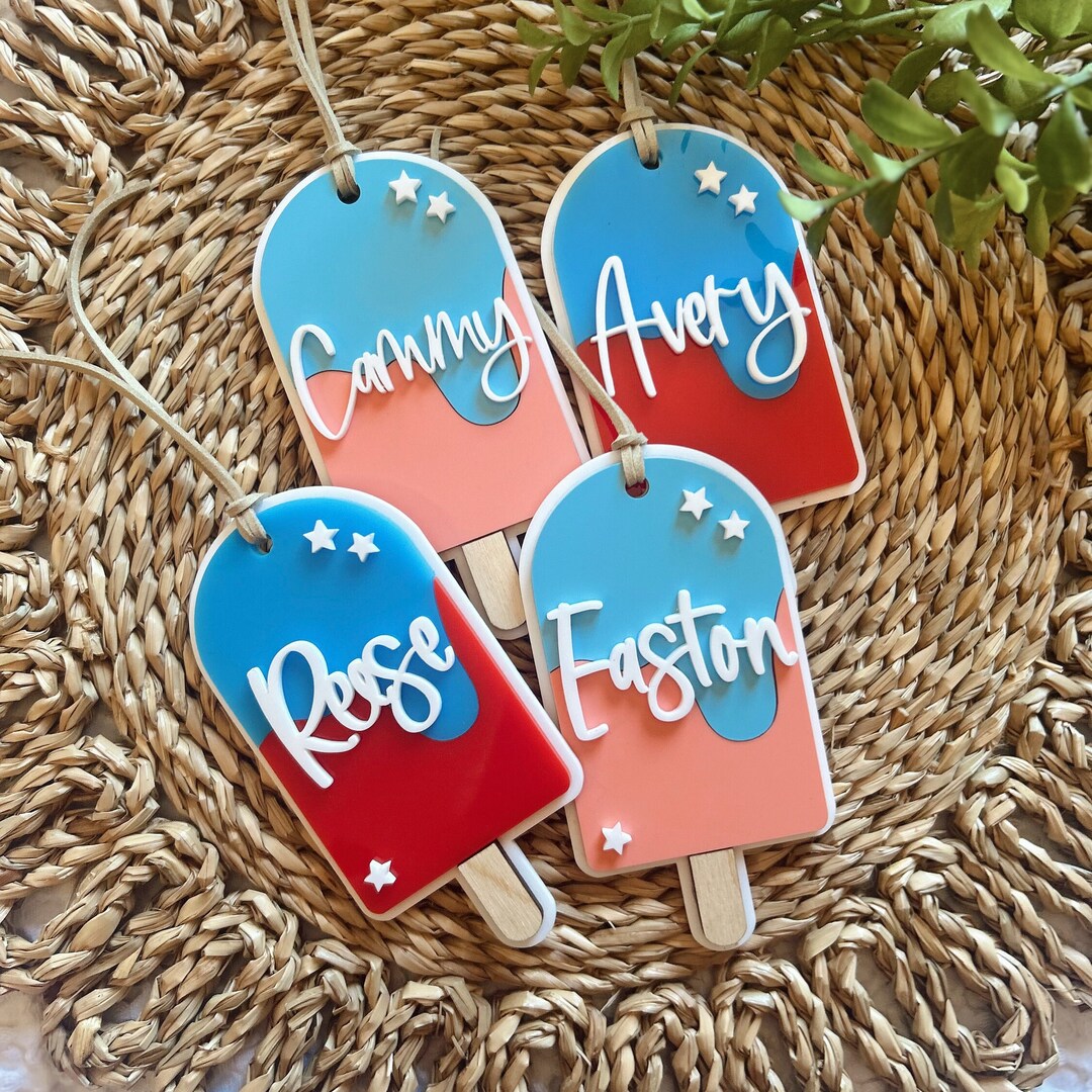 Personalized Fourth of July Basket Tag, Patriotic Custom Name Tag for ...