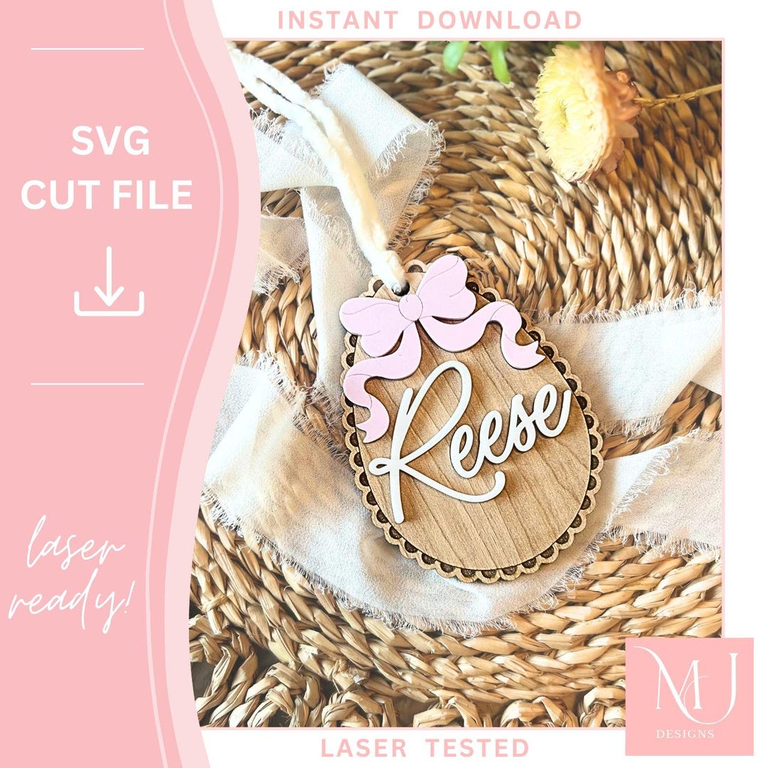 Scalloped Easter Tag SVG File, Coquette Cut File, Coquette Easter Cut ...