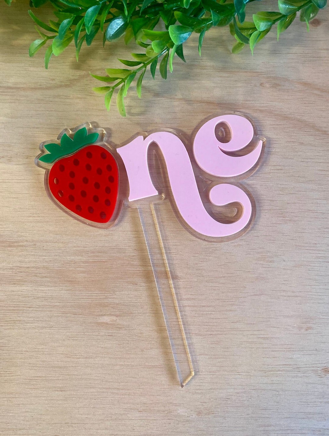 Berry First Birthday Cake Topper, Retro Acrylic Strawberry Decor ...
