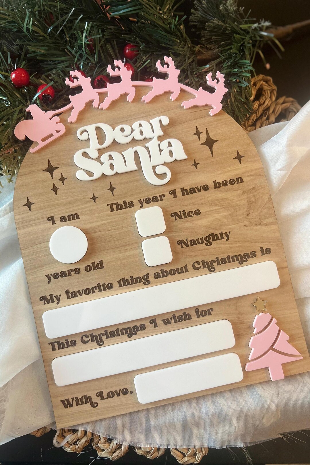 Letter to Santa, Dear Santa Sign, Reusable Acrylic Sign, Christmas ...