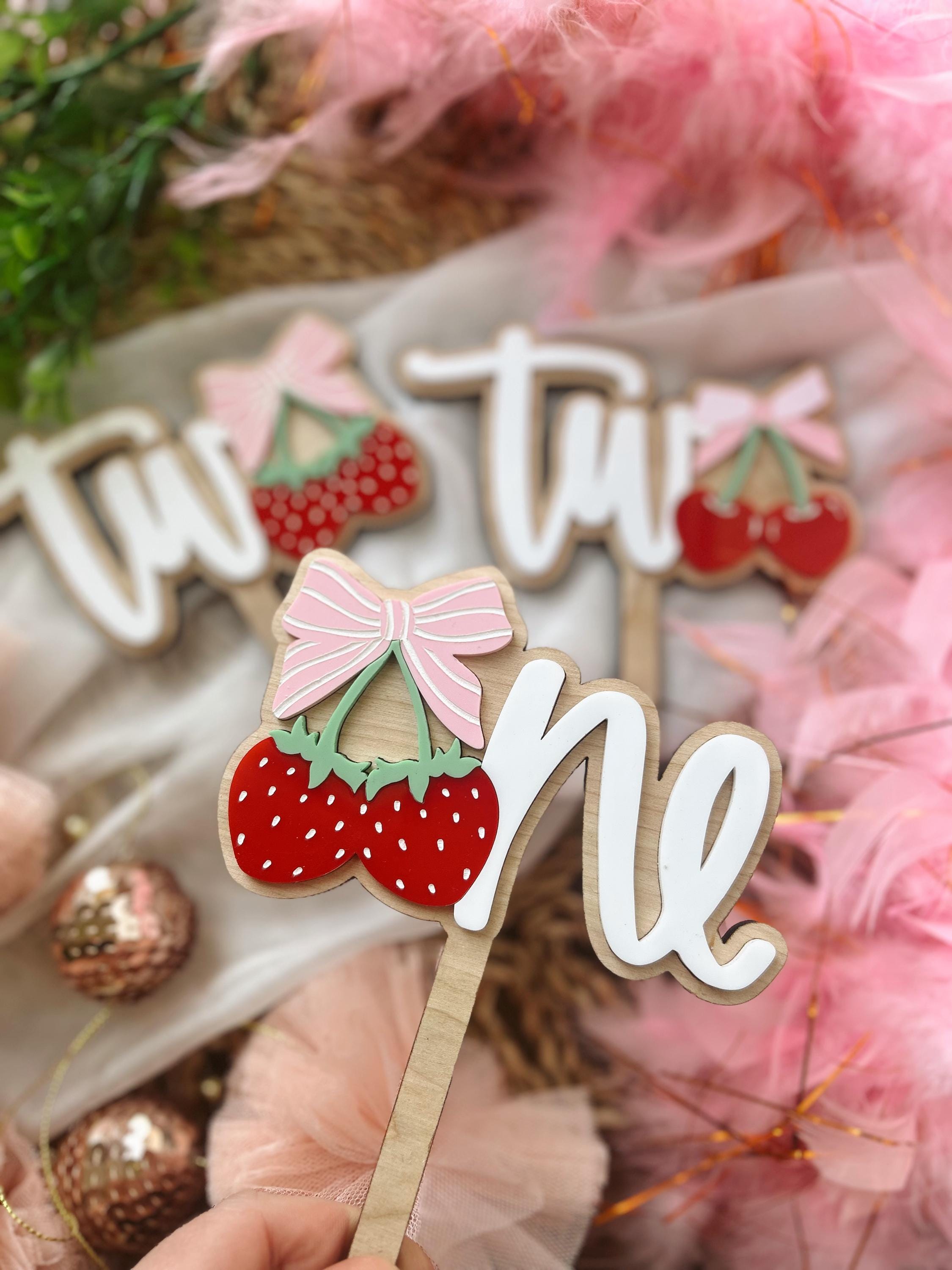 Two Sweet Cake Topper, Cherry Cake Topper, Berry First Cake Topper ...