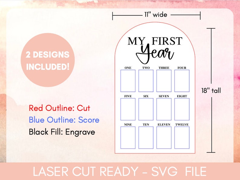 My First Year Board SVG, Birthday SVG, Photo Prop, Digital File, Laser ...