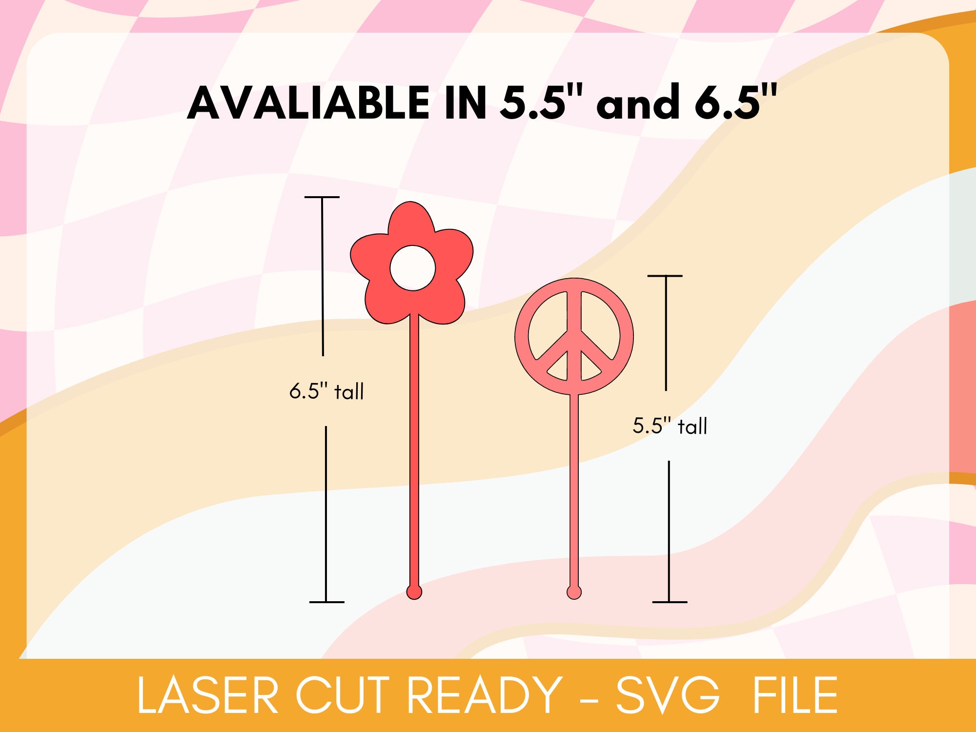 Groovy Drink Stirrers SVG, Groovy Swizzle Sticks, Retro Drink Stirrers ...