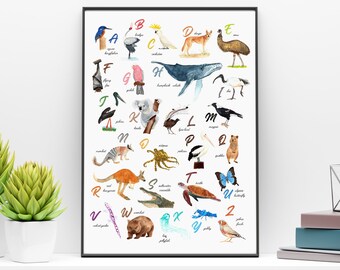 Australian Animal Alphabet Poster | Etsy
