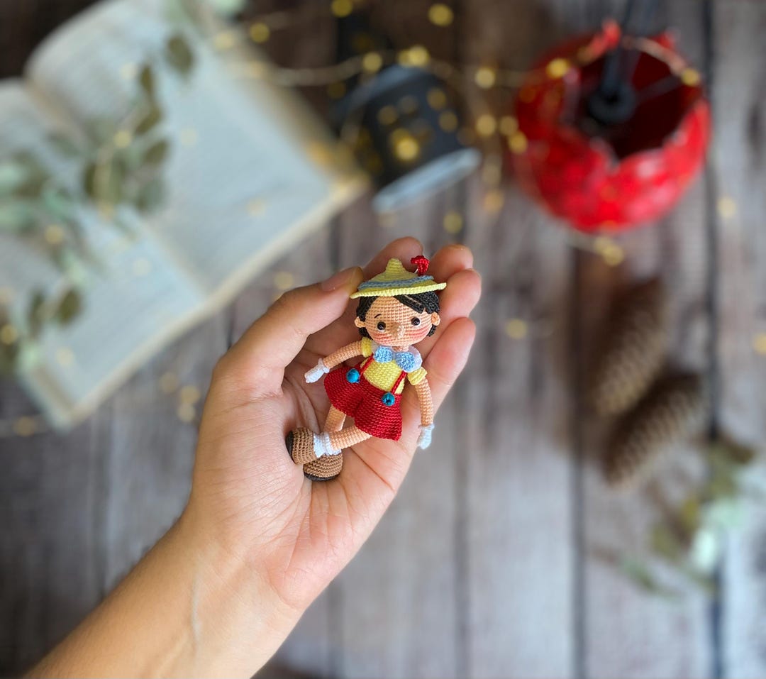 Amigurumi Miniature Pinocchio , Handmade Knitted , Pinocchio Patrick (8 ...