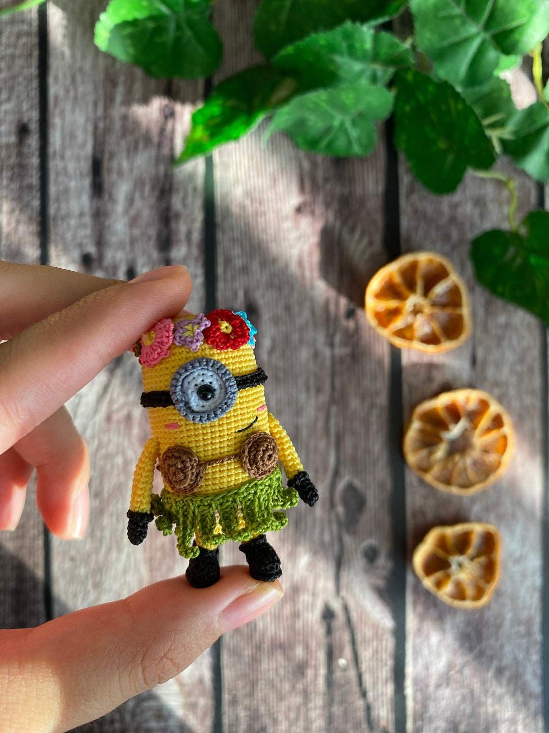 Amigurumi Miniature Hawaiian Minion , Handmade Knitted , Crochet Doll ...
