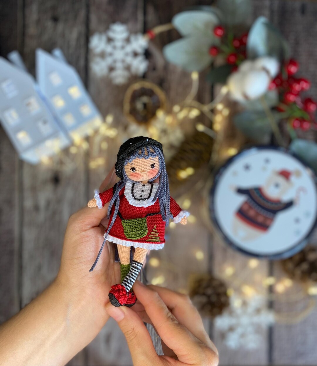 Amigurumi Miniature Adeline Doll, Handmade Knitted, Christmas Doll (14 ...