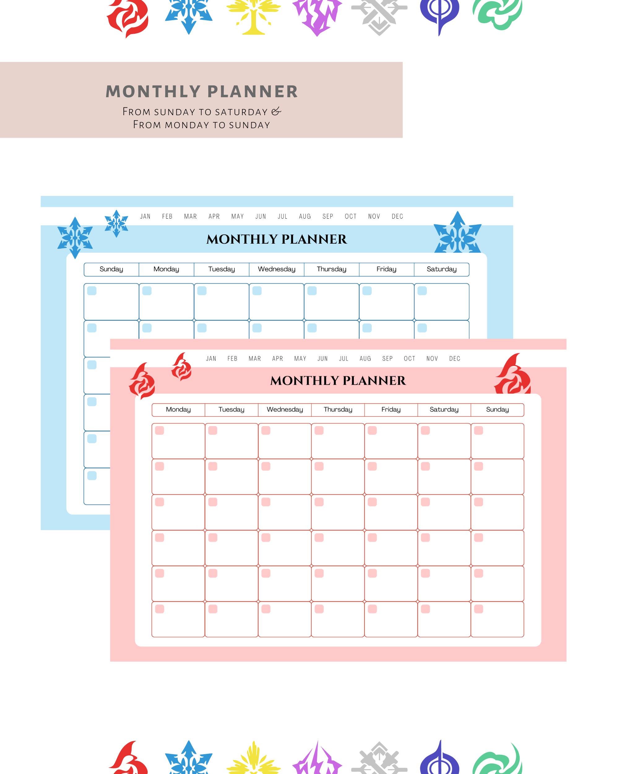 Printable Planner Honkai Star Rail Monthly Planner A4 A5 Letter ...