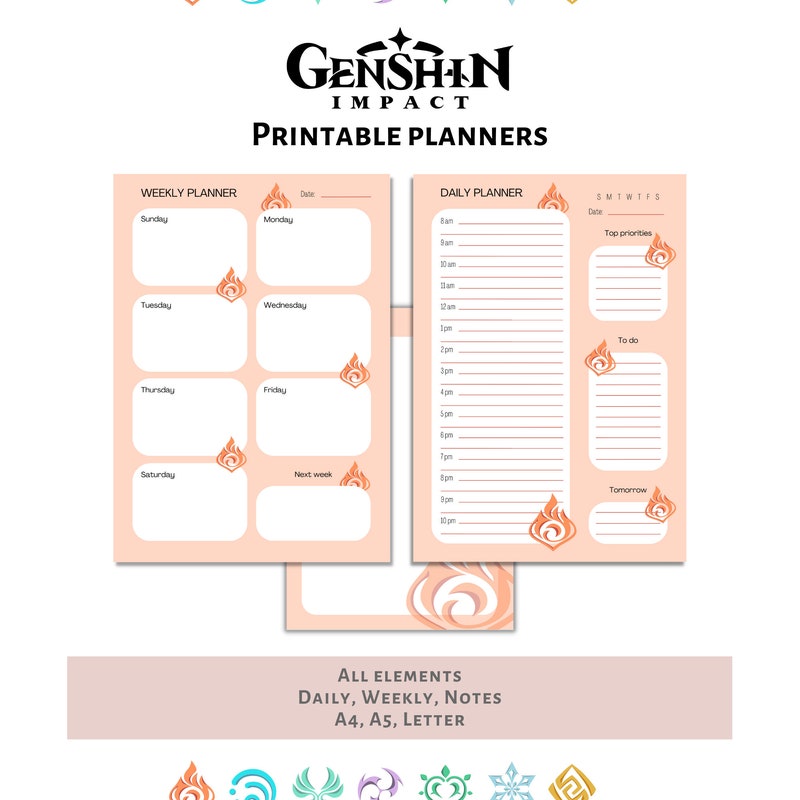 Printable Genshin Planner - Etsy