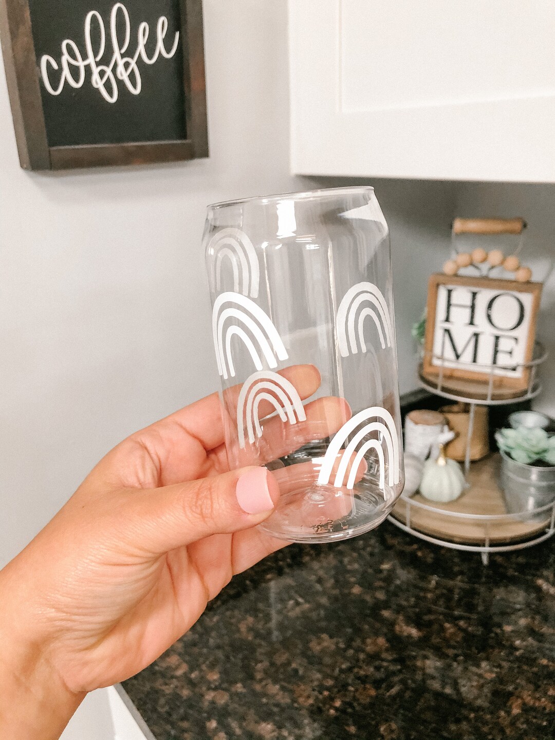 Boho Rainbow Coffee Cup | Iced Coffee | Beer Can Glass | Boho Rainbow ...