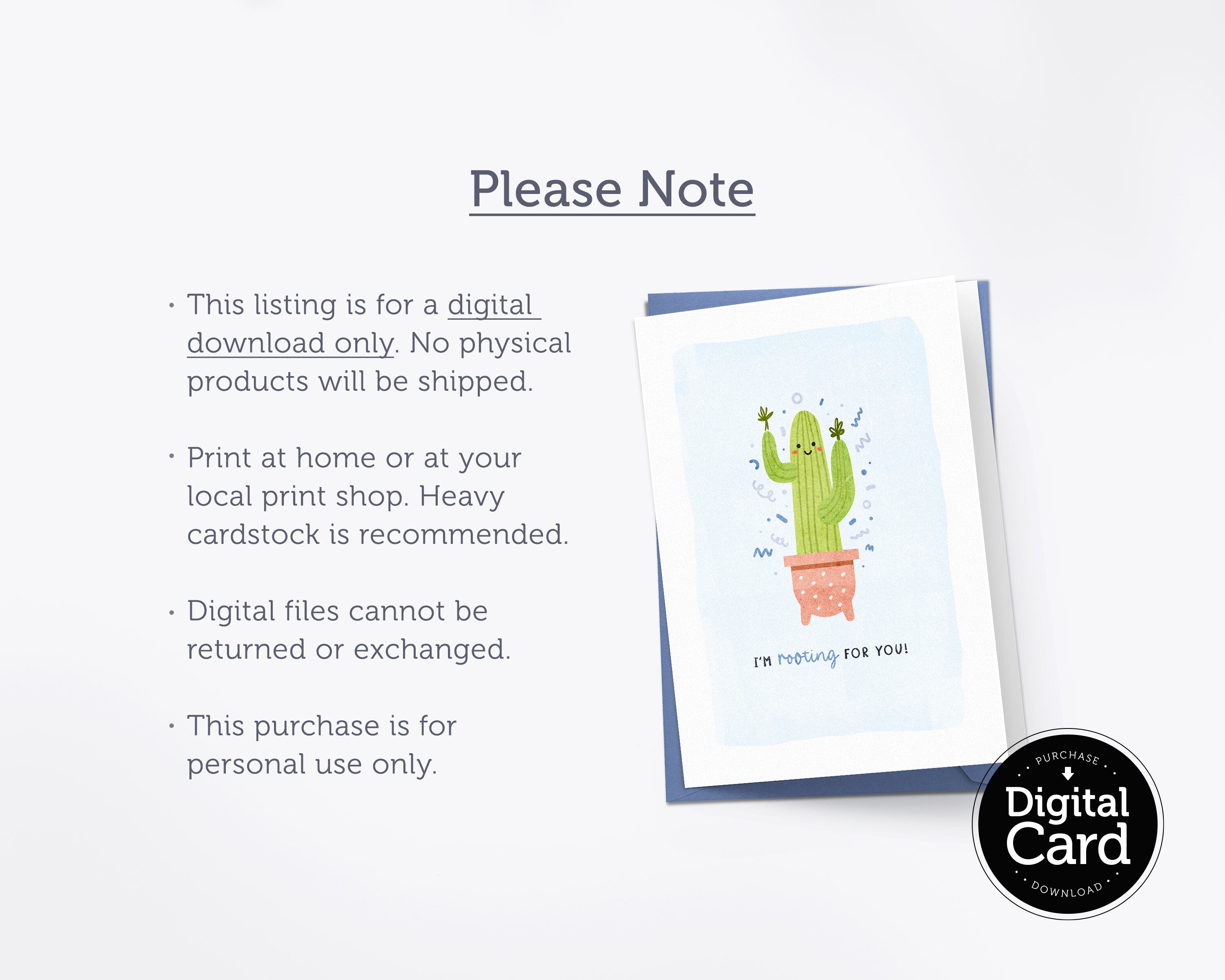 PRINTABLE I'm Rooting for You Card, Cactus Congratulations ...