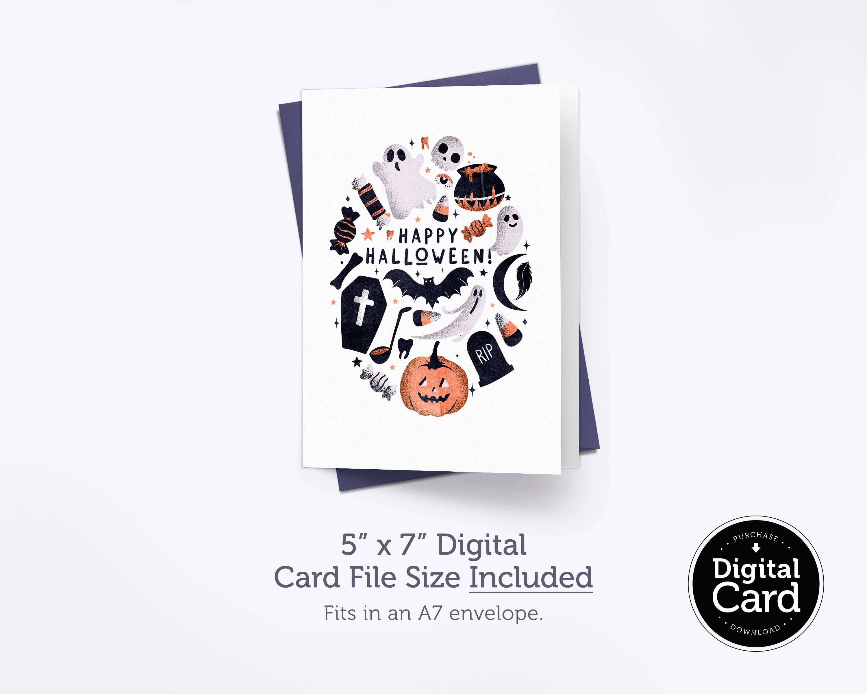 PRINTABLE Happy Halloween Card, Instant Download, Trick or Treat Spooky ...