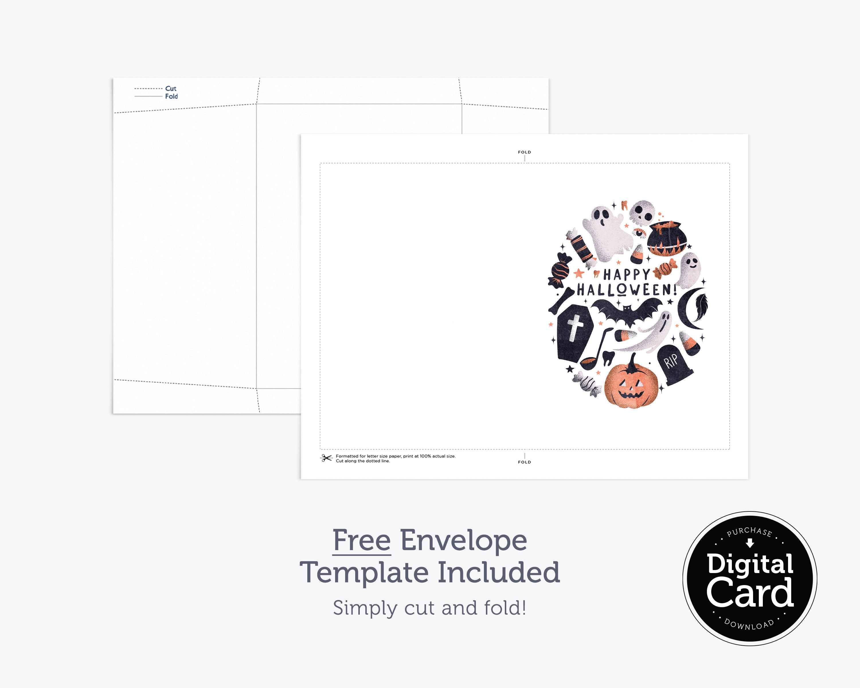 PRINTABLE Happy Halloween Card, Instant Download, Trick or Treat Spooky ...