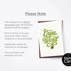 PRINTABLE You Guac My World Card, Anniversary, Valentine's Day Digital ...