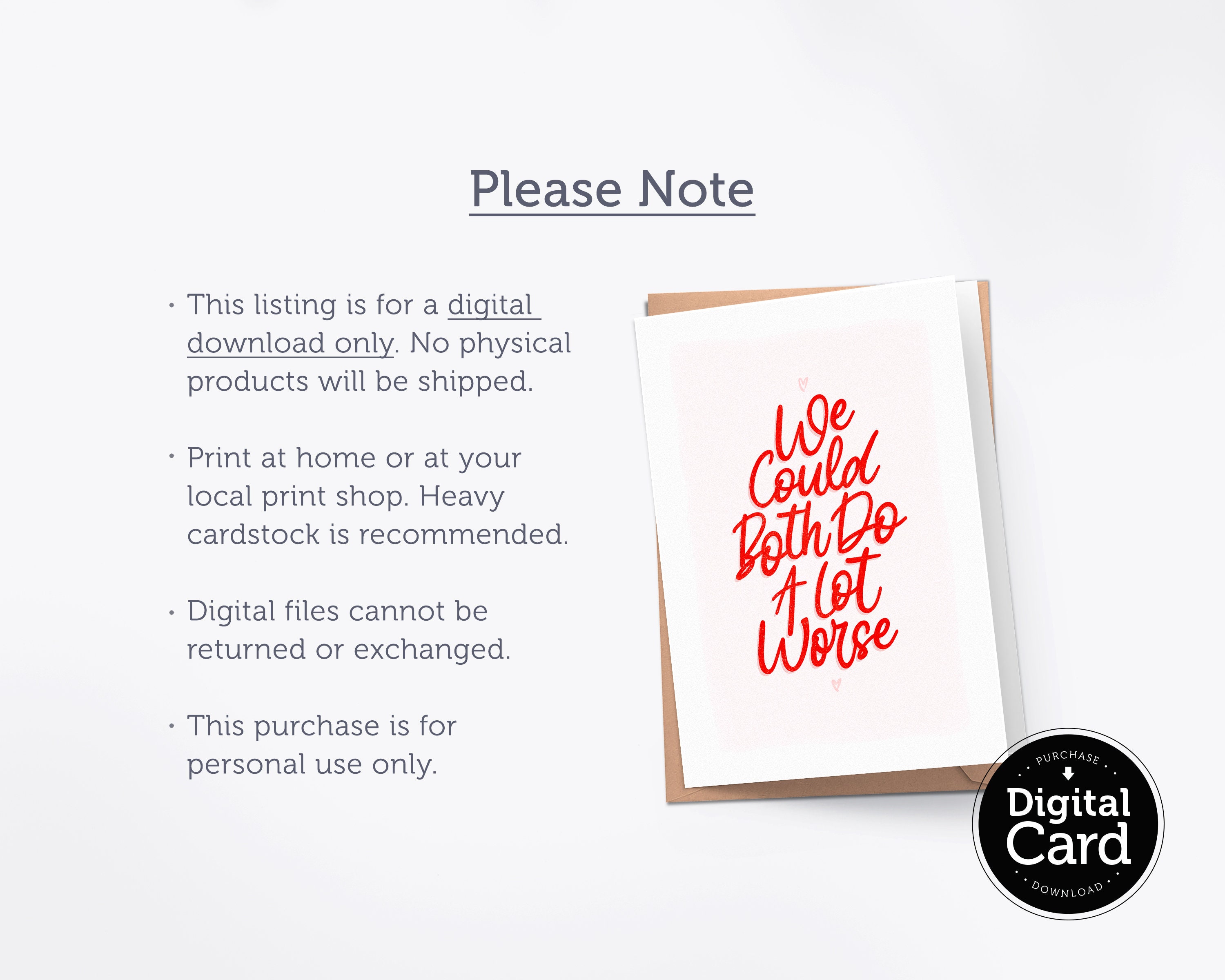 Printable We Could Both Do A Lot Worse Card Funny Anniversary - Etsy