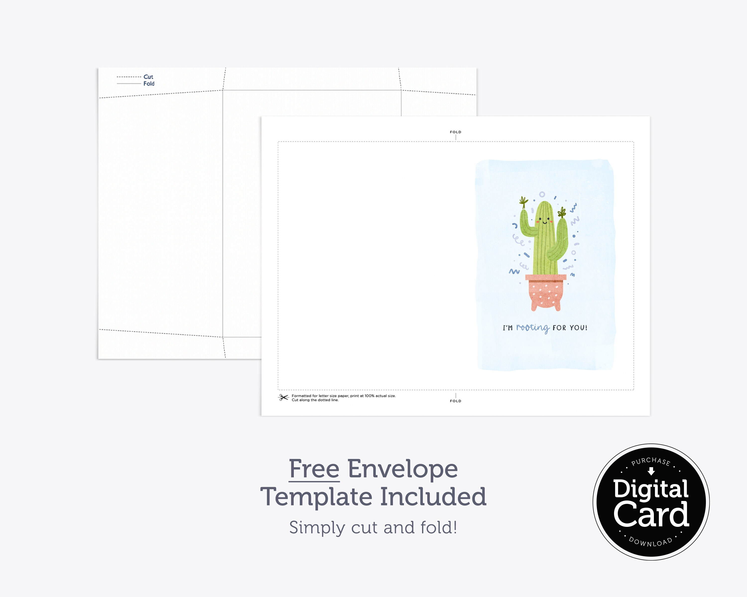 PRINTABLE I'm Rooting for You Card, Cactus Congratulations ...