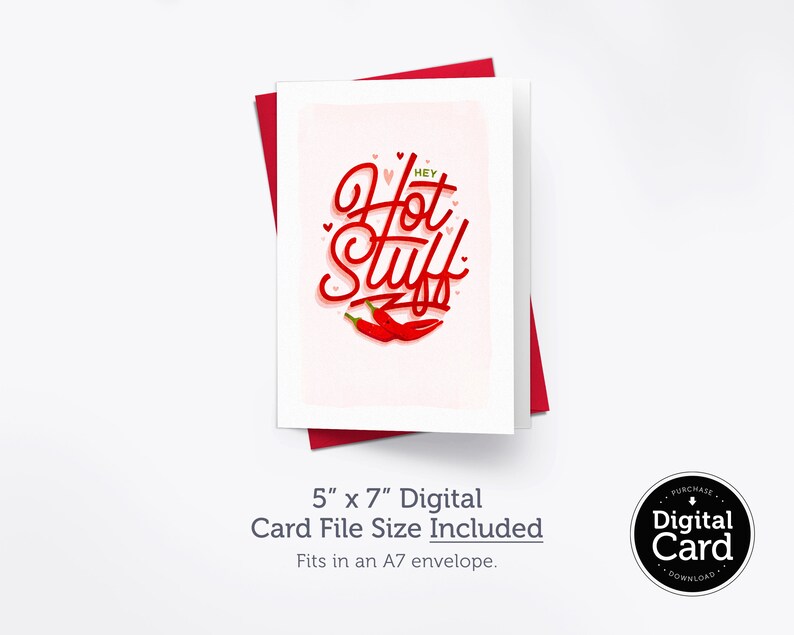 PRINTABLE Hey Hot Stuff Greeting Card Valentine's Day - Etsy