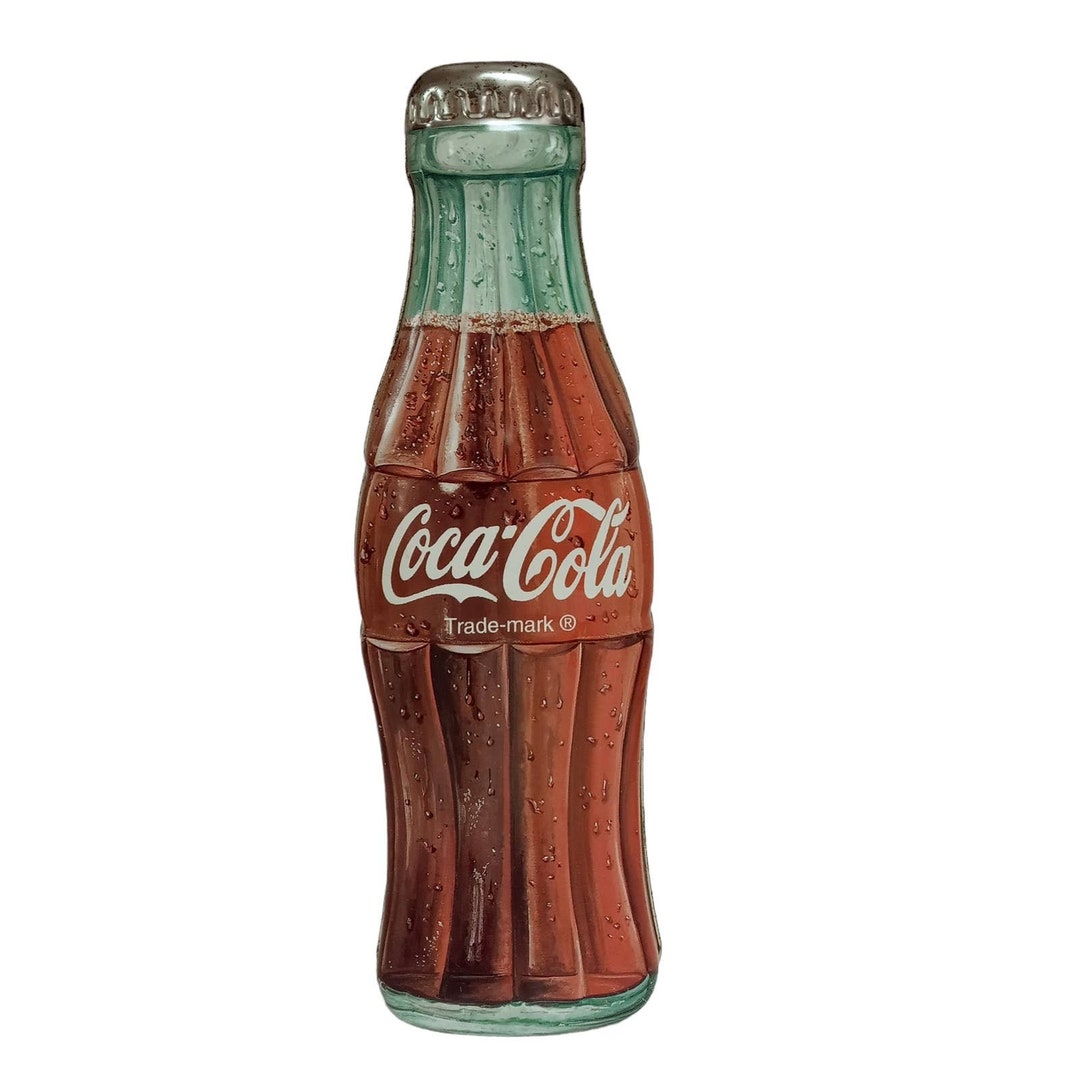 Vintage Coca Cola Coke Metal Tin Bottle Shaped Lid 1997 Retro Soda Pop ...
