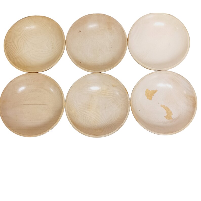 7 PC Woodpecker Wood Ware Wooden Salad Rice Bowl Set 12 and 6 Bowls ...