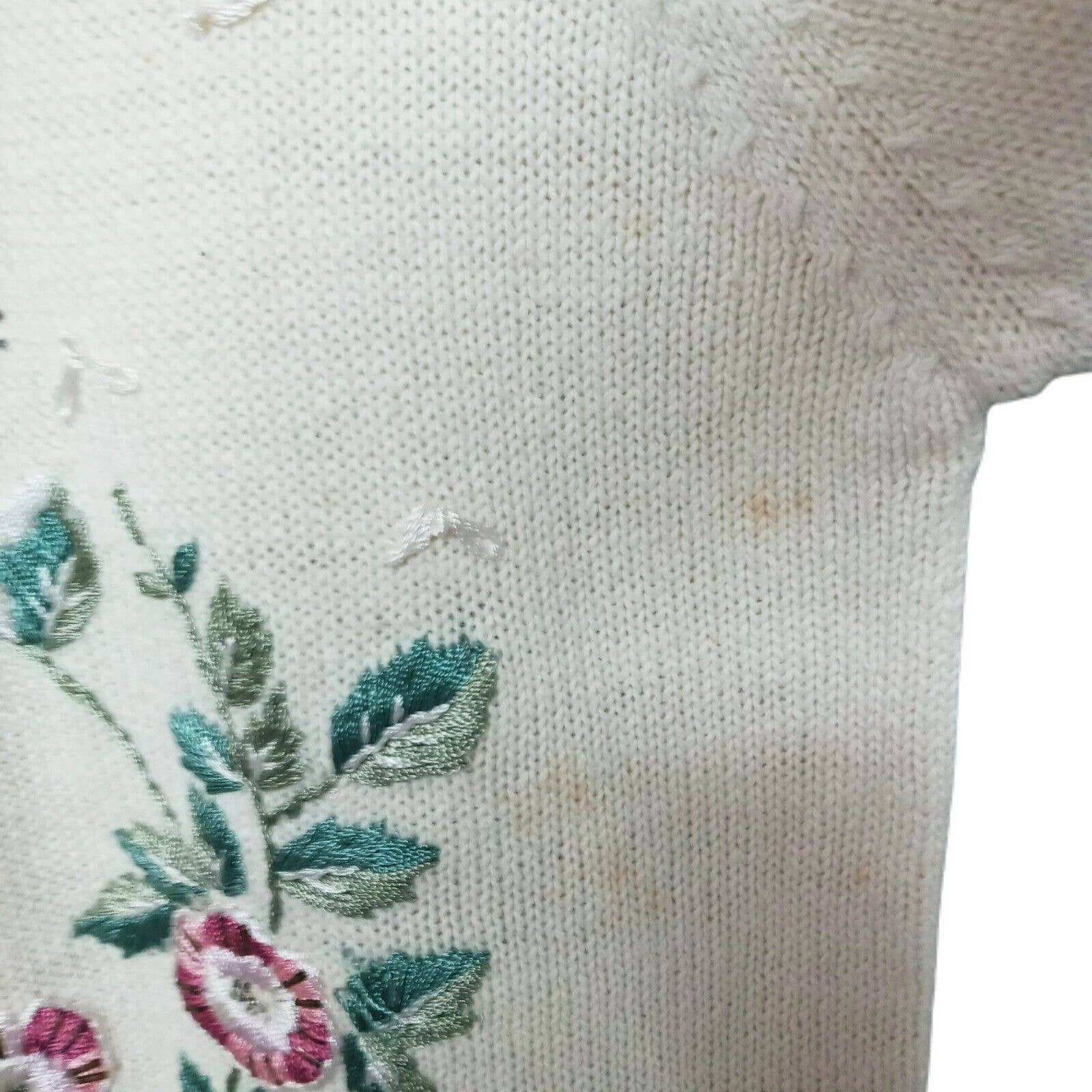 Vintage Boho Lace Floral Tunic Sweater Cream Pink Green Poppy ...