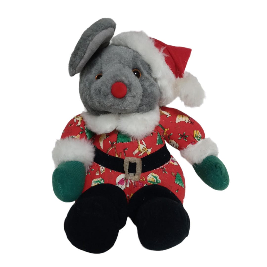 Vintage Christmas Mouse Stuffed Animal Plush Toy Tree Topper Whimsical ...